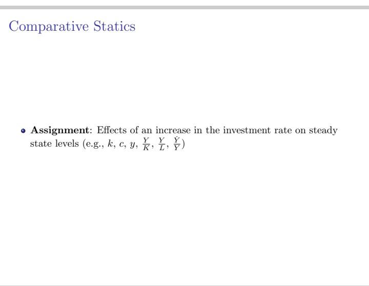 Solved Comparative Statics - Assignment: Effects of an | Chegg.com