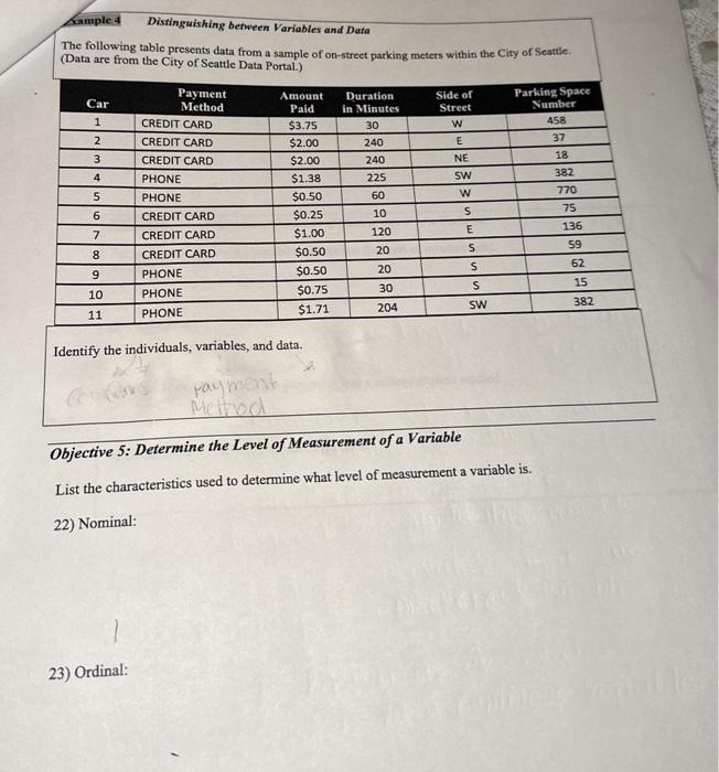 Solved Kample 4 Distinguishing between Variables and Data | Chegg.com