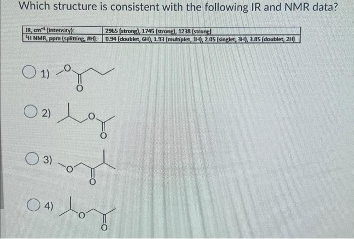 Solved Which structure is consistent with the following IR | Chegg.com