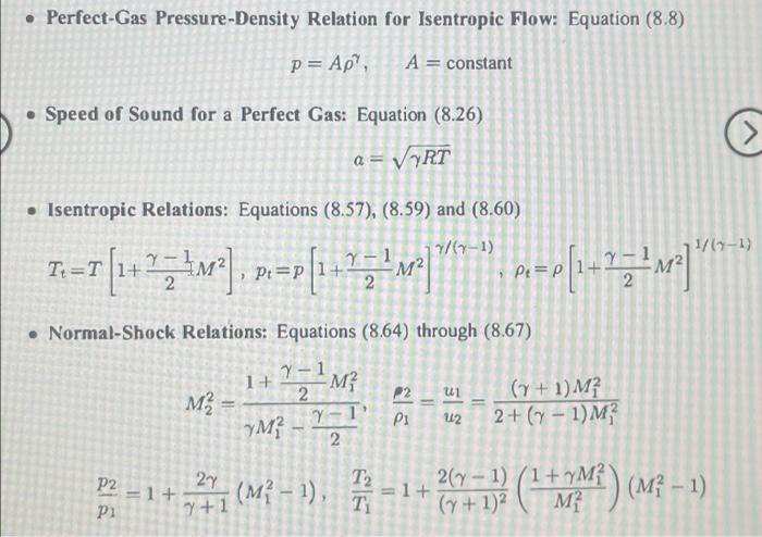 Solved • Perfect-Gas Pressure-Density Relation for | Chegg.com