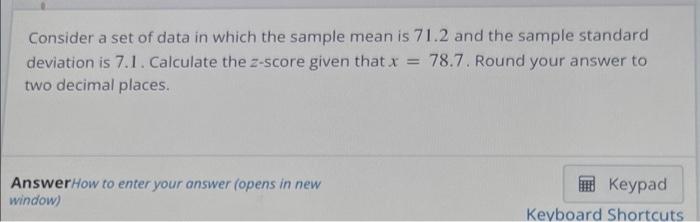 Solved Consider a set of data in which the sample mean is | Chegg.com