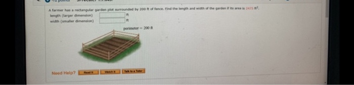 Solved offence. Find the length and with of the garden | Chegg.com