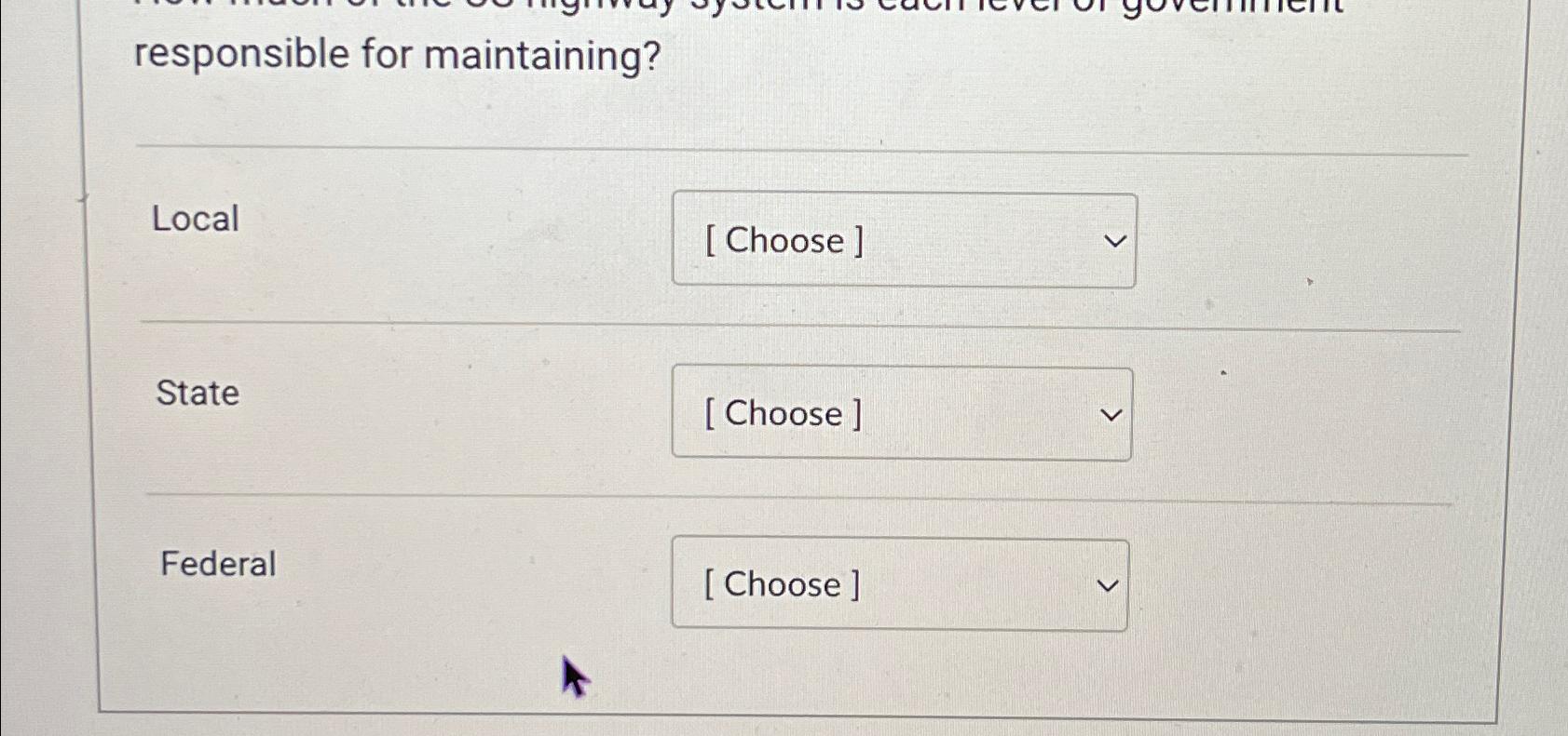 Solved responsible for maintaining?LocalStateFederal | Chegg.com