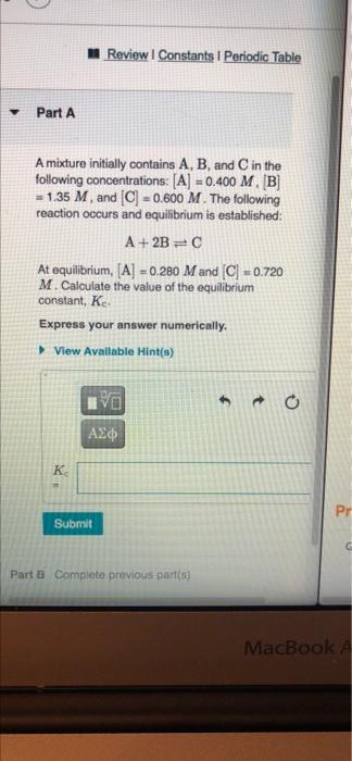 Solved Review | Constants 1 Periodic Table Part A A mixture | Chegg.com