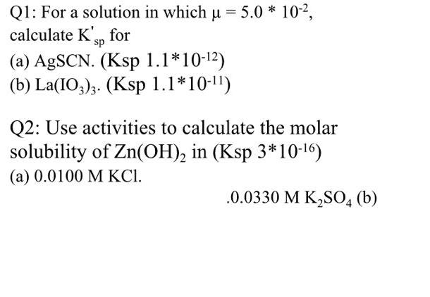 Solved Q1: For a solution in which \\\\mu =5.0**10^(-2), | Chegg.com