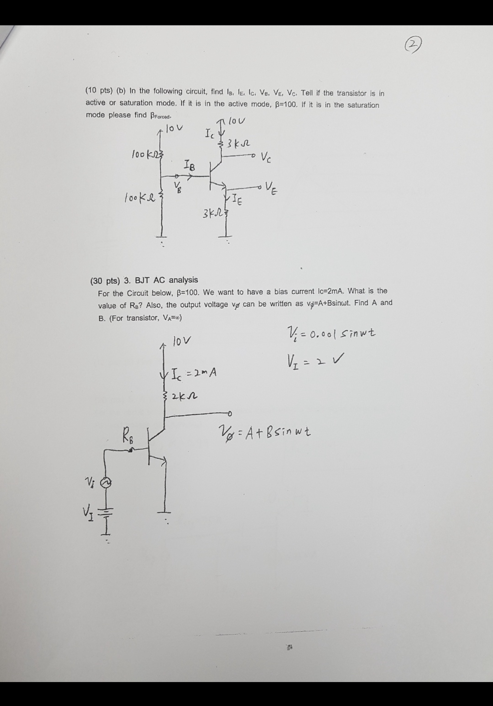 Solved (10 ﻿pts) (b) ﻿In the following circuit, find | Chegg.com