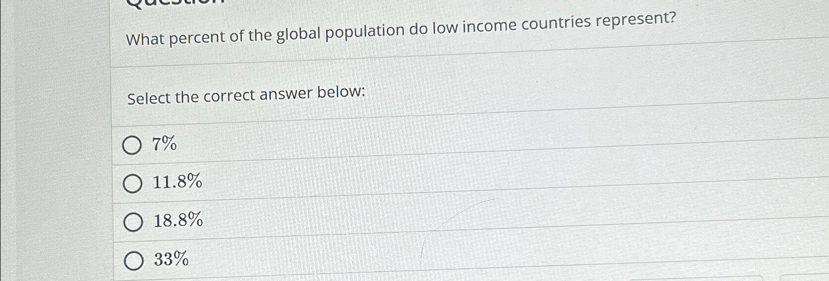 Solved What percent of the global population do low income | Chegg.com