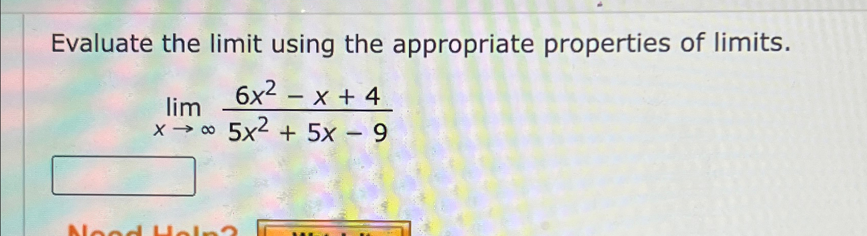 Solved Evaluate the limit using the appropriate properties | Chegg.com