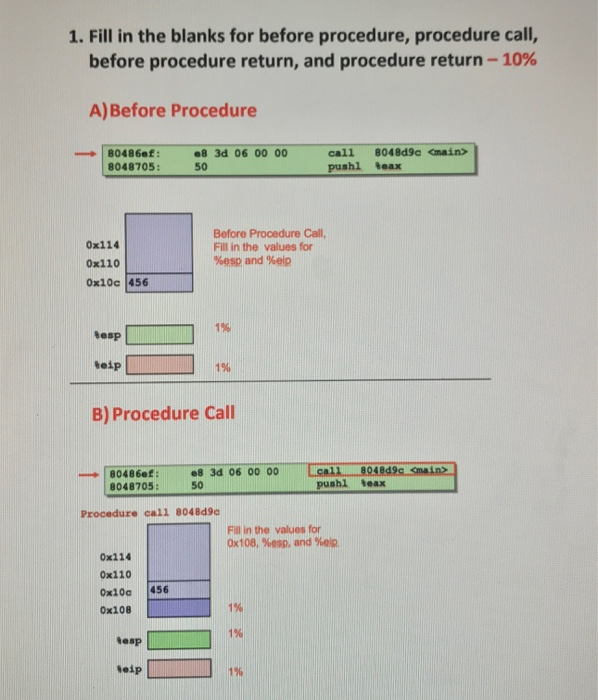 1. Fill in the blanks for before procedure, procedure | Chegg.com