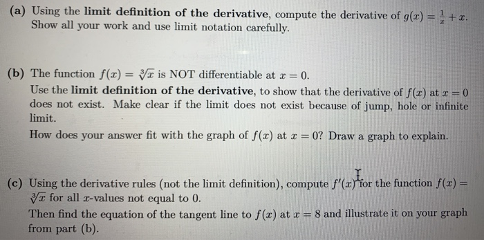 Solved (a) Using the limit definition of the derivative, | Chegg.com