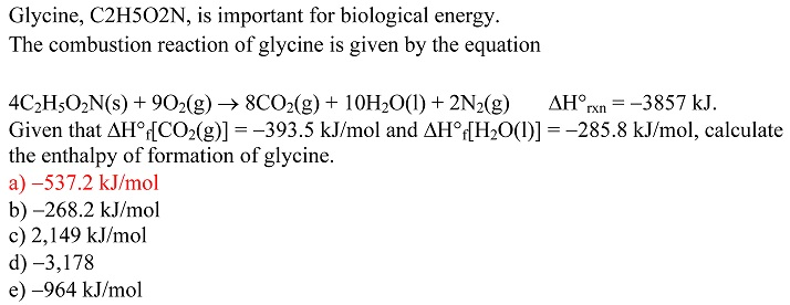 Solved Glycine, C2H5O2N, is important for biological energy. | Chegg.com
