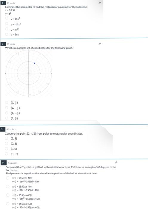 Solved 144 pointo. Eliminate the parameter to find the | Chegg.com