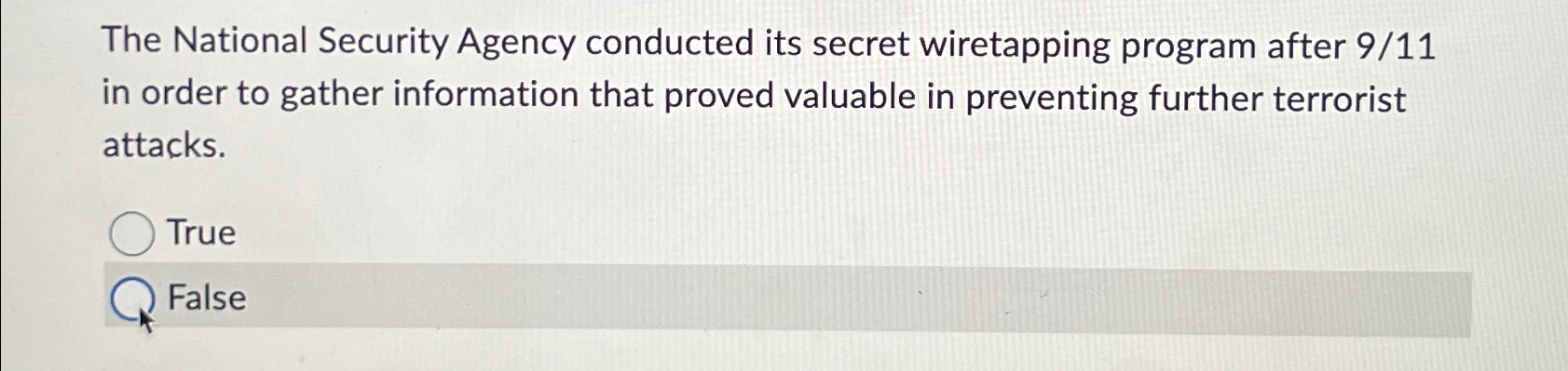 Solved The National Security Agency conducted its secret | Chegg.com