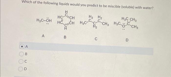 Solved Which of the following liquids would you predict to | Chegg.com