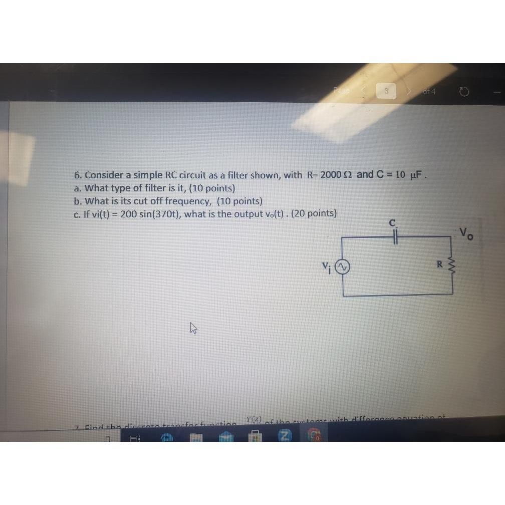 Solved Consider a simple RC ﻿circuit as a filter shown, with | Chegg.com