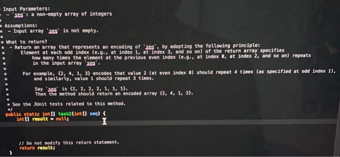 Solved Input Parameters: so: a non-empty array of integers | Chegg.com