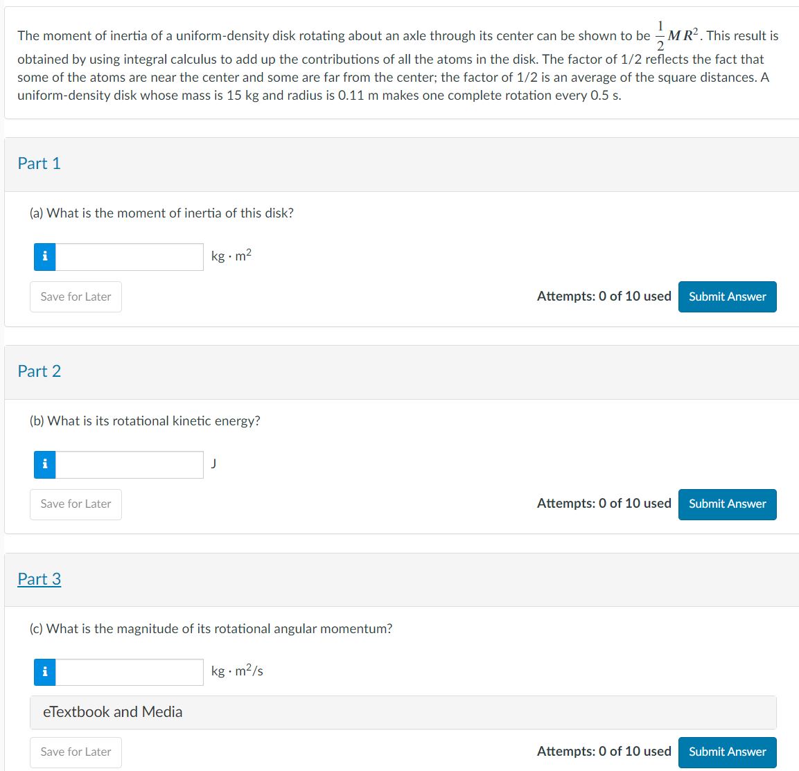 Solved The moment of inertia of a uniform-density disk | Chegg.com