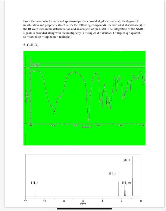 Solved From the molecular formula and spectroscopic data | Chegg.com