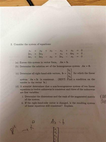Solved Consider the system of equations: x1 + x2 + x3 - | Chegg.com