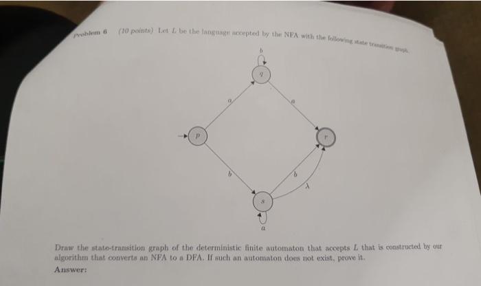 Solved Draw The State Transition Graph Of The Deterministic