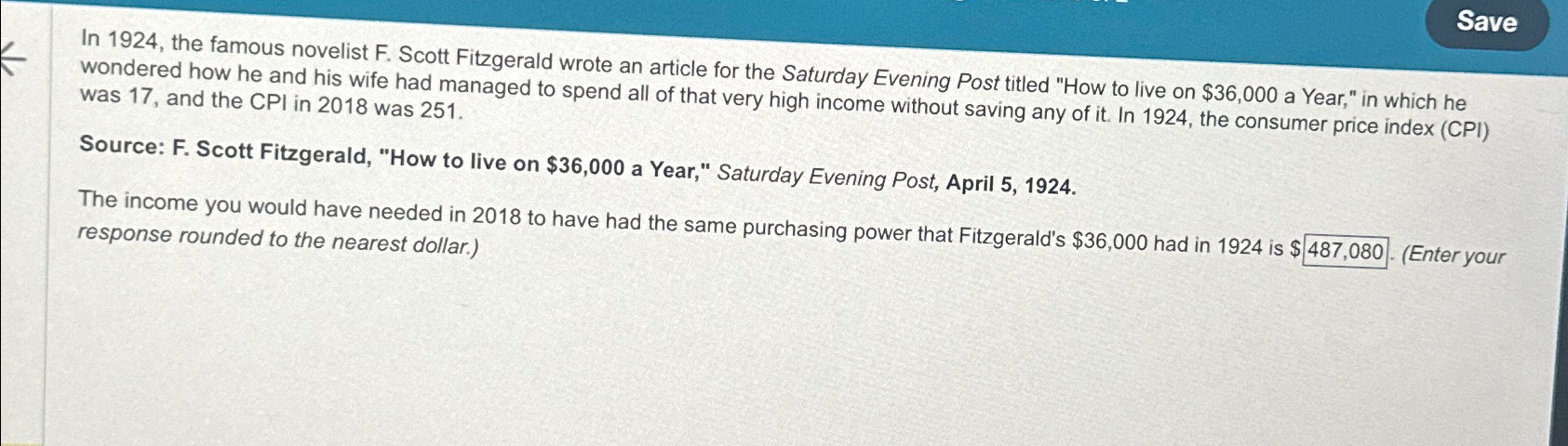 Solved In 1924 , ﻿the famous novelist F. ﻿Scott Fitzgerald | Chegg.com