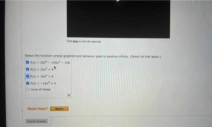 Solved Click here to view the transcript Select the function | Chegg.com