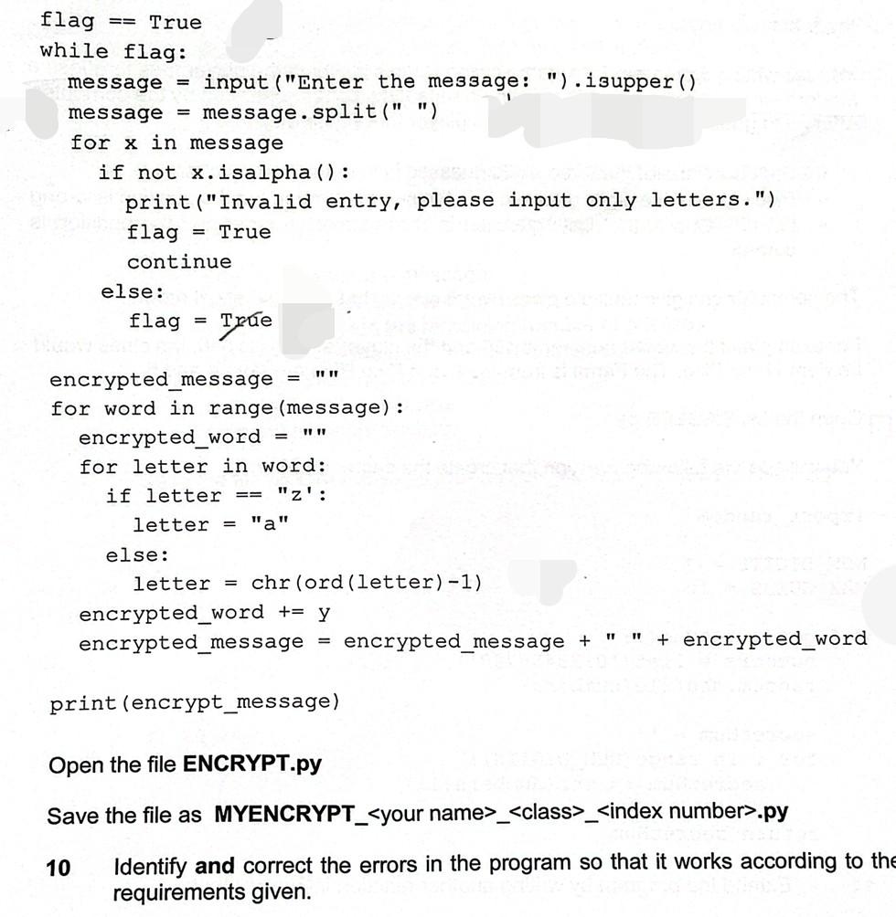 Solved A Program Encrypts A Message Before It Is Being Sent