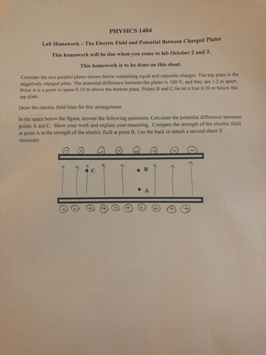 Solved PHYSICS 1404 Lab Homework - The Electrie Field and | Chegg.com