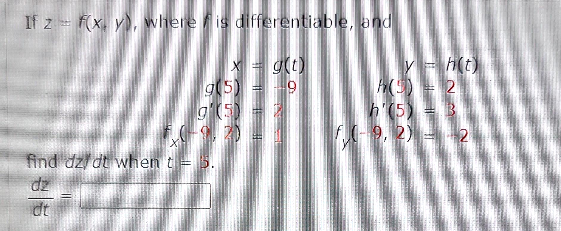 Solved If z=f(x,y), where f is differentiable, and | Chegg.com