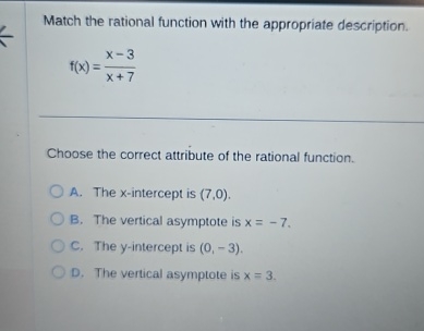 Match the rational function with the appropriate | Chegg.com