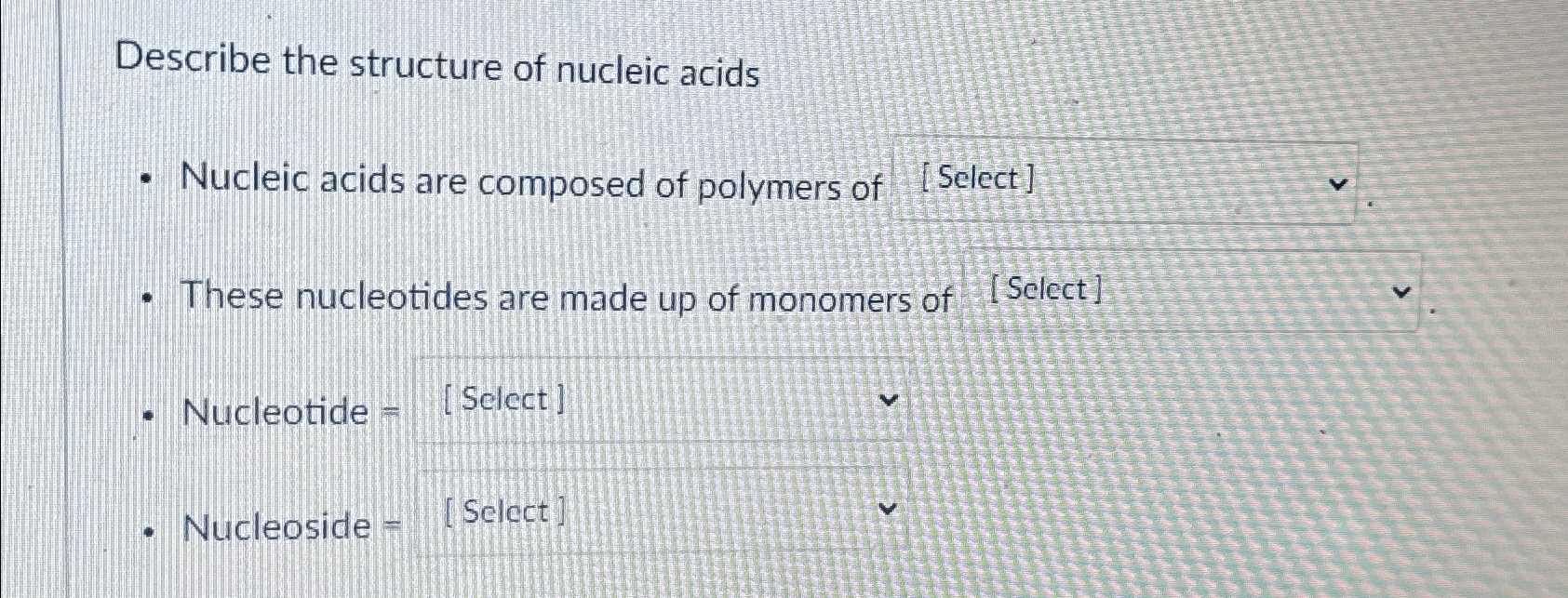 Solved Describe the structure of nucleic acidsNucleic acids | Chegg.com