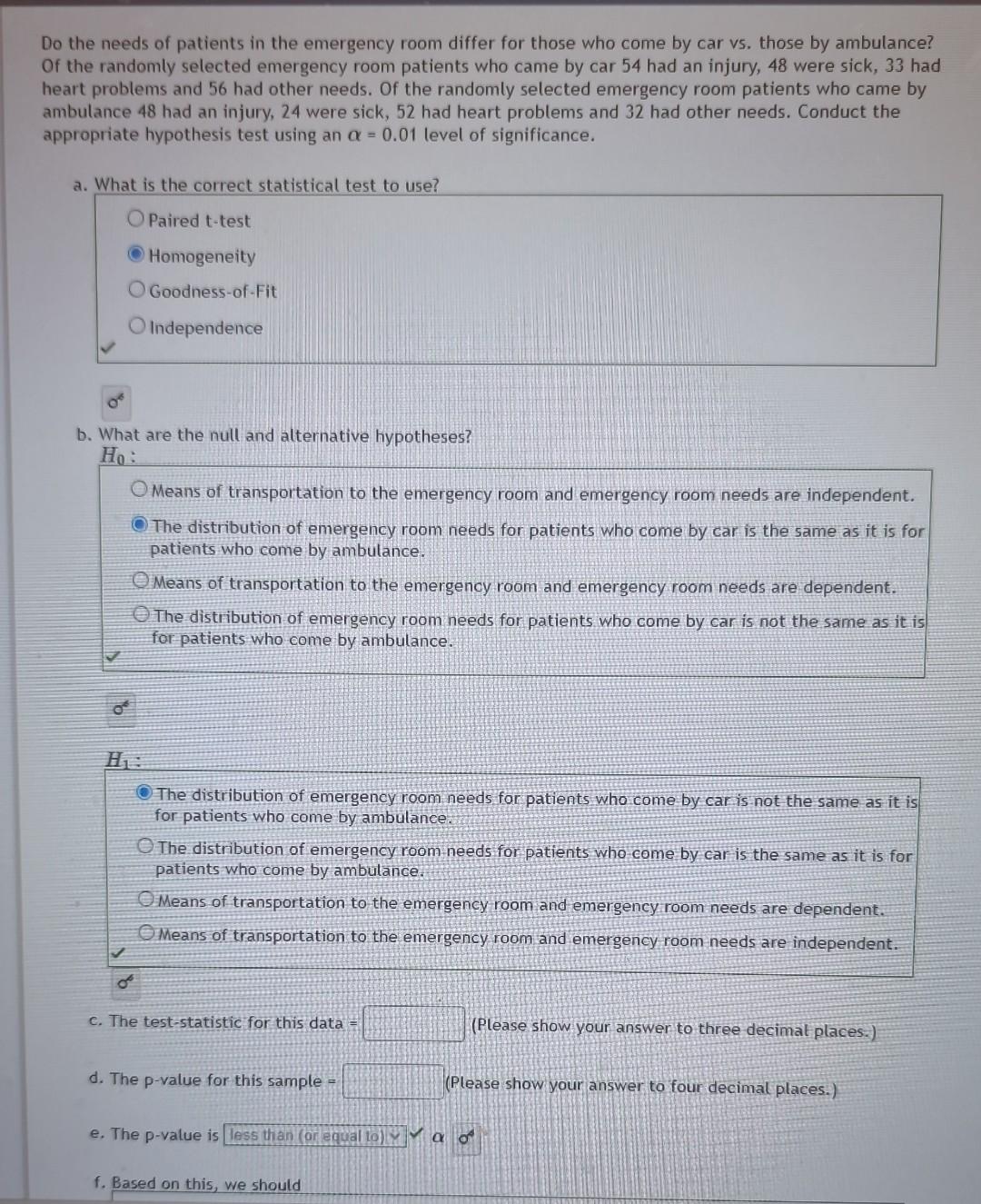Solved Do the needs of patients in the emergency room differ | Chegg.com