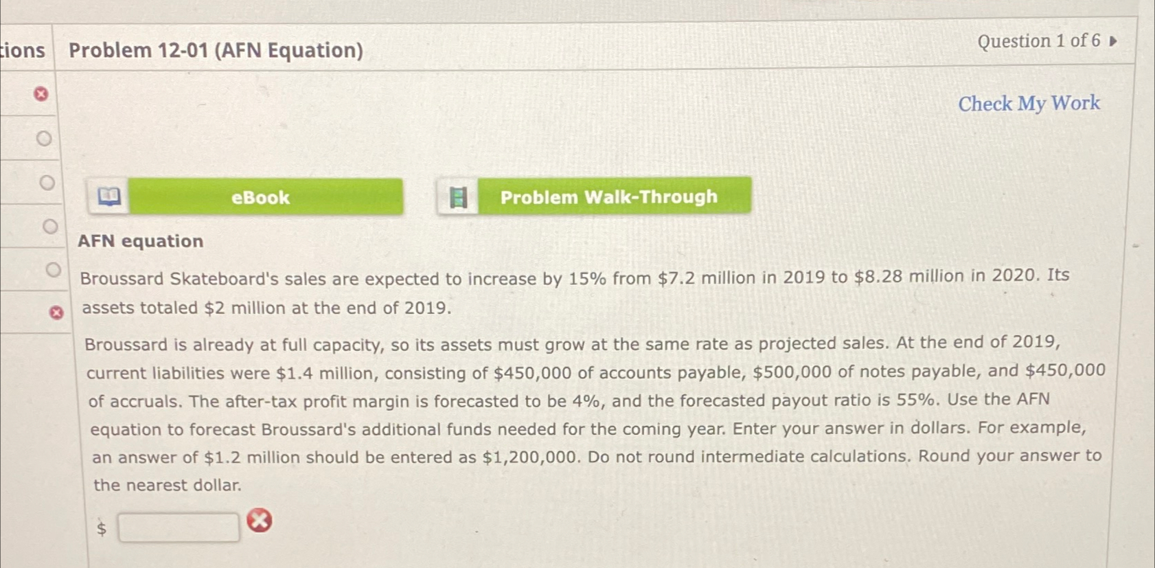 Solved Problem 12-01 (AFN Equation)Question 1 ﻿of 6Check My | Chegg.com