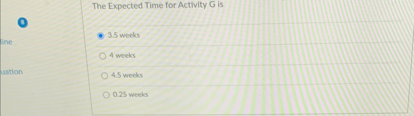 Solved The Expected Time for Activity G ﻿is3.5 ﻿weeks4 | Chegg.com