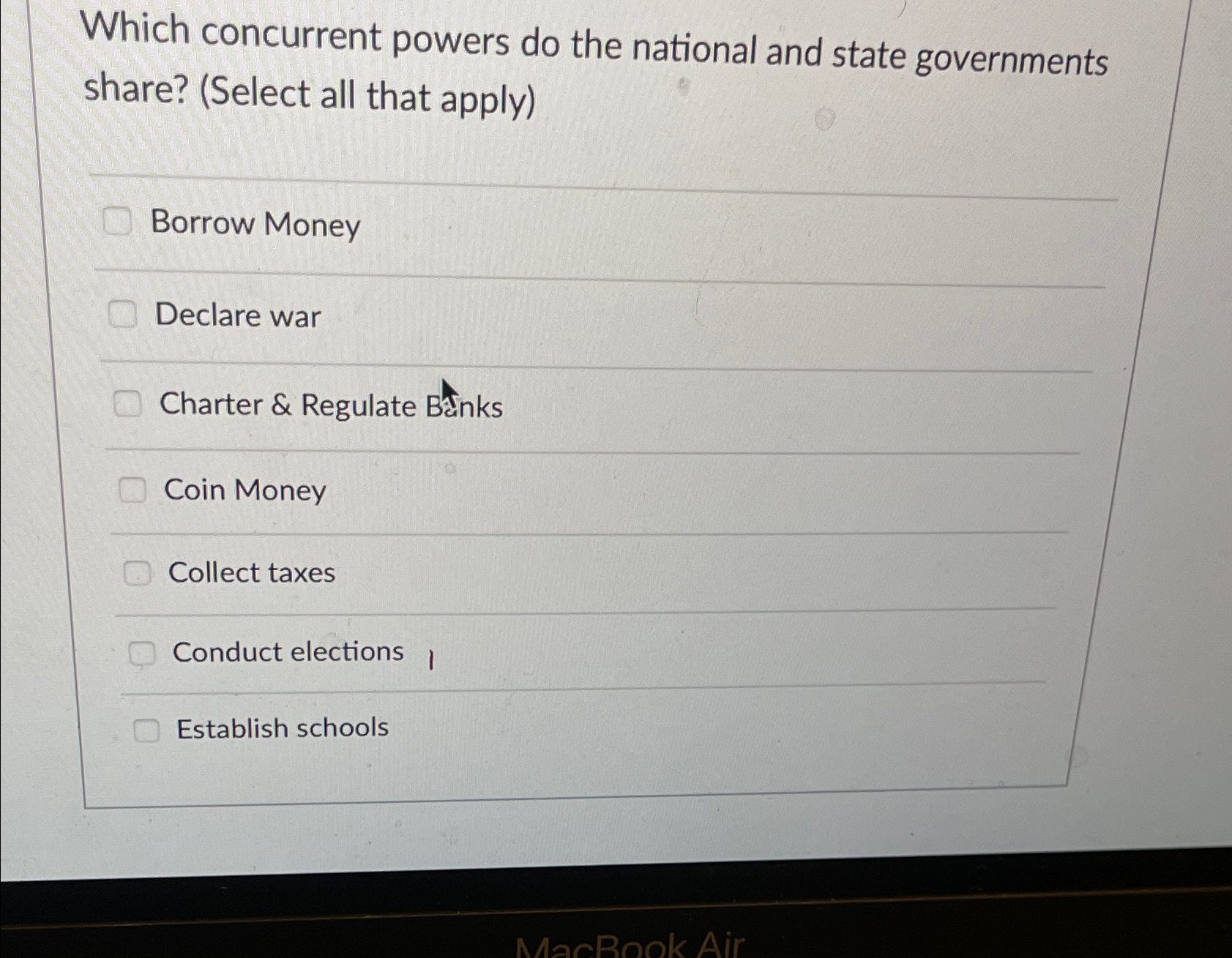 Solved Which concurrent powers do the national and state | Chegg.com