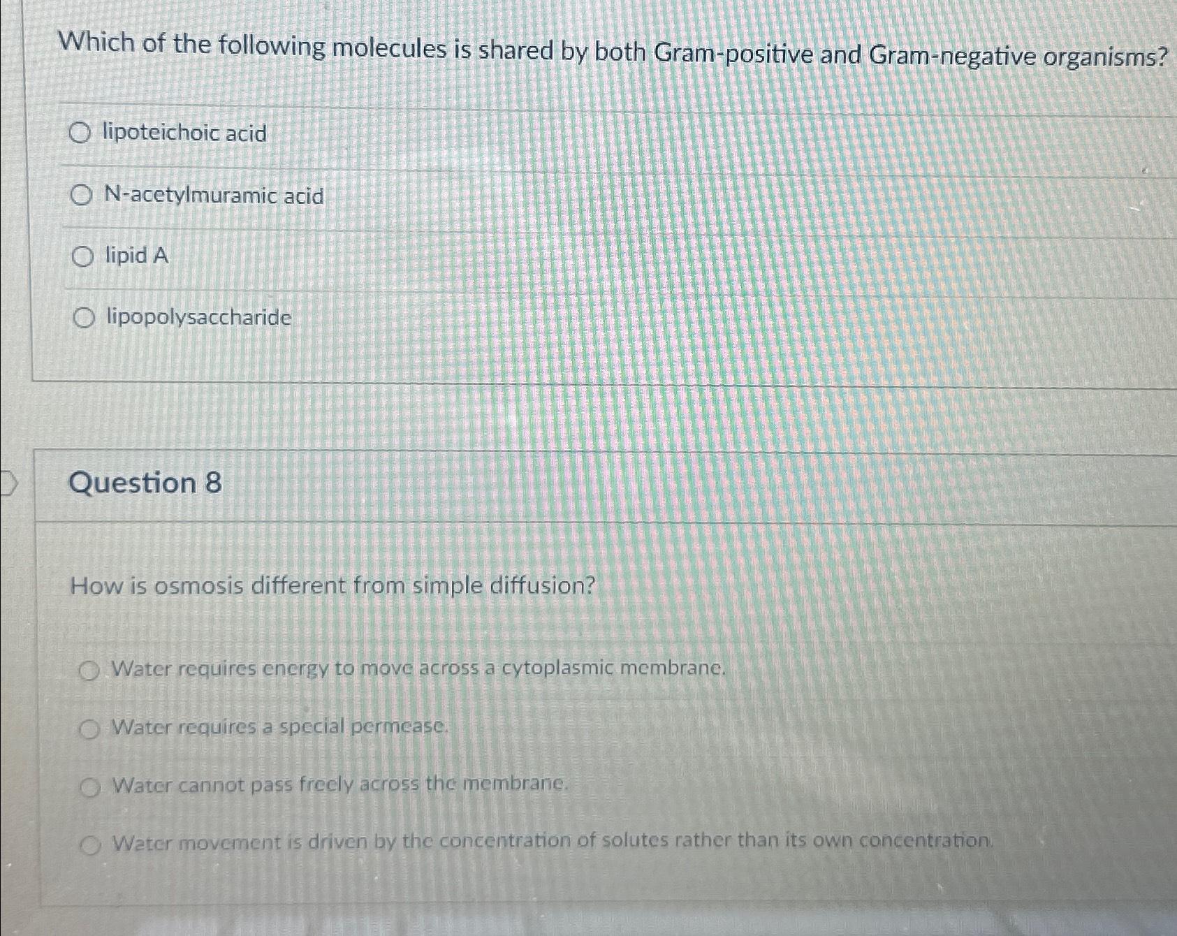 Solved Which of the following molecules is shared by both | Chegg.com