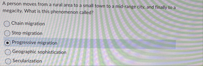 Solved A person moves from a rural area to a small town to a | Chegg.com