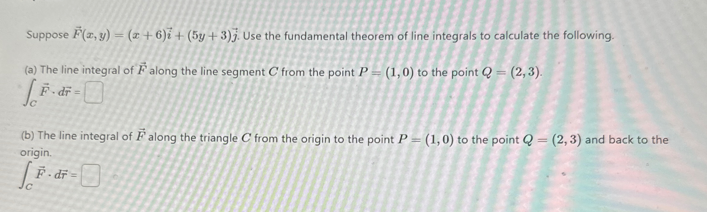 Solved Suppose vec(F)(x,y)=(x+6)vec(i)+(5y+3)vec(j). ﻿Use | Chegg.com