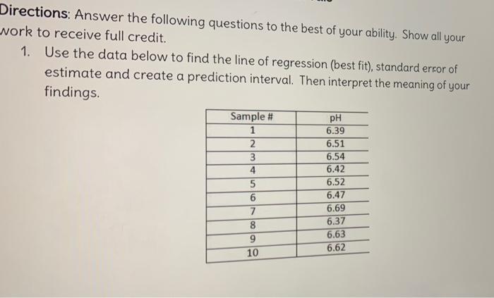 Solved Directions: Answer the following questions to the | Chegg.com