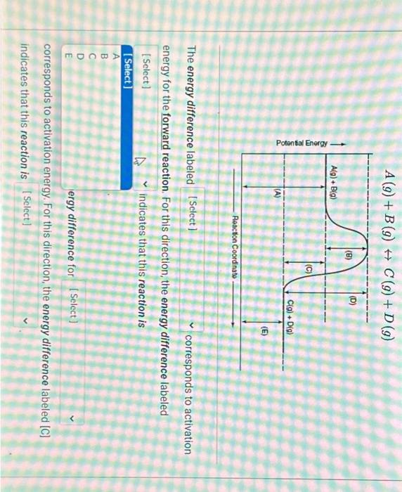 Solved A(g)+B(g)↔C(g)+D(g)A(g)+B(g)↔C(g)+D(g) The energy | Chegg.com