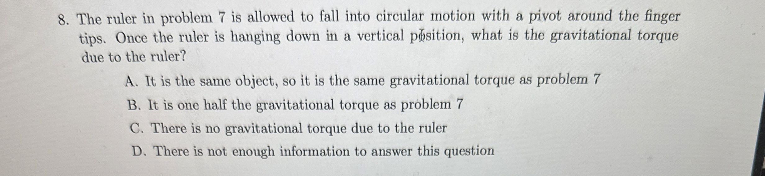 Solved The ruler in problem 7 ﻿is allowed to fall into | Chegg.com