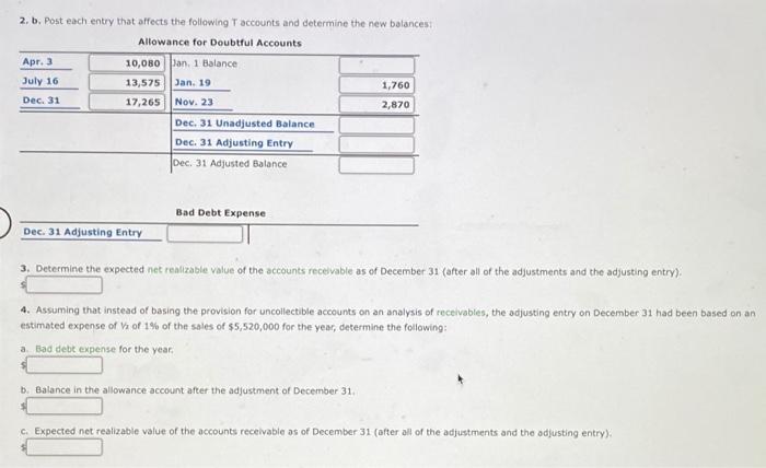 Solved Allowance method entries Dec 31 The following | Chegg.com