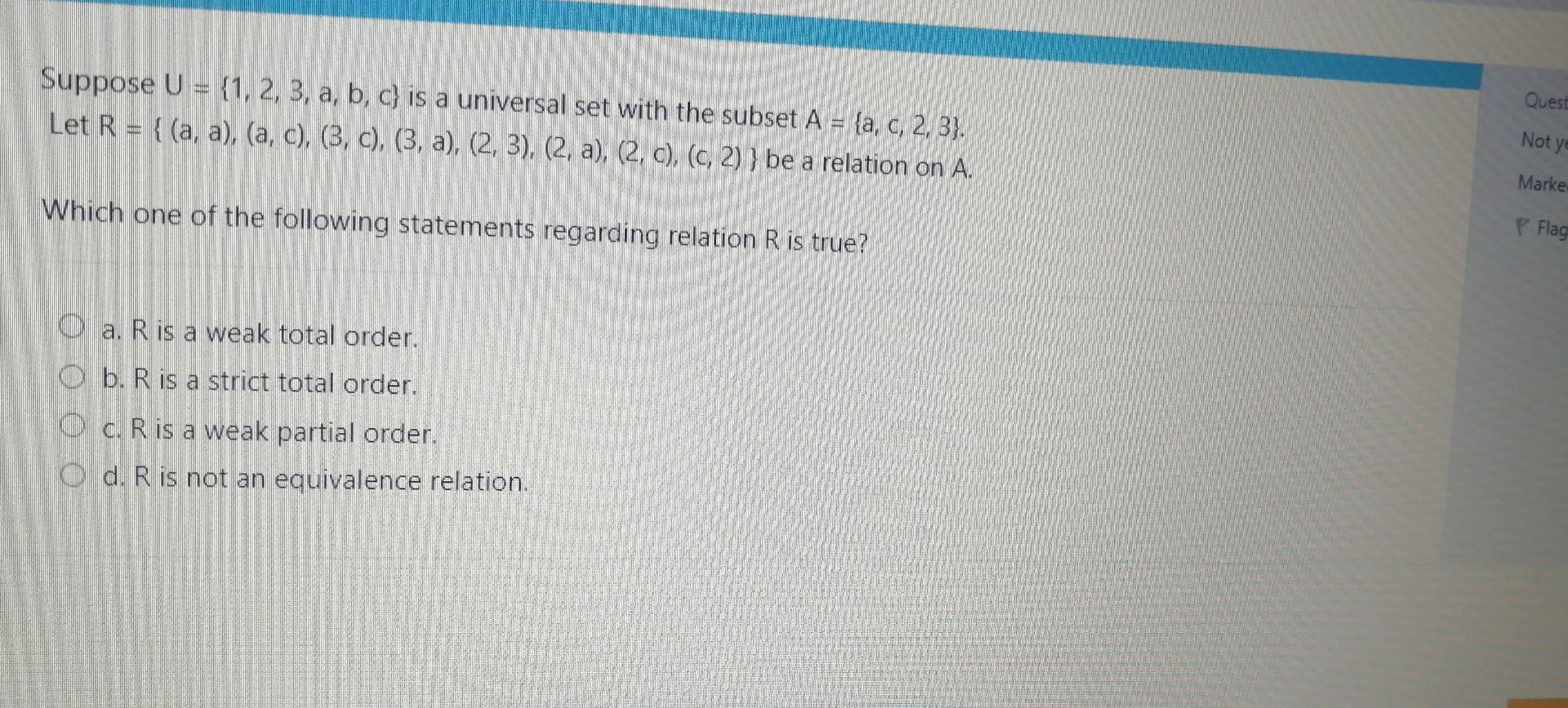 Solved Suppose U = {1, 2, 3, a, b, c) is a universal set | Chegg.com