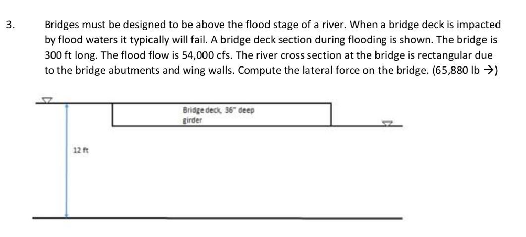 Solved Bridges must be designed to be above the flood stage | Chegg.com