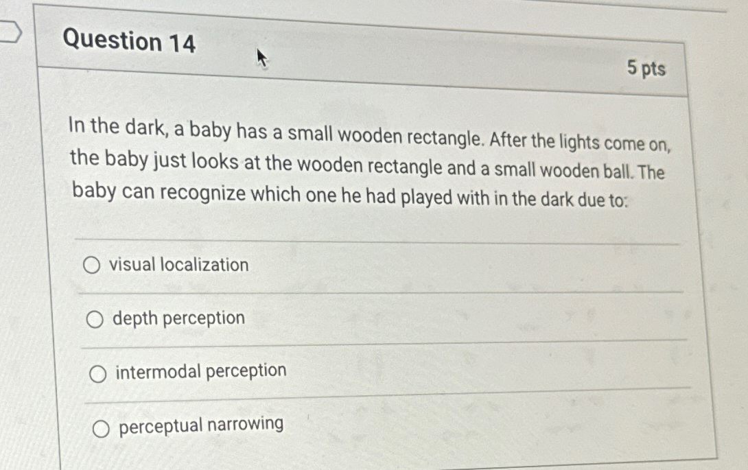 Solved Question 145 ﻿ptsIn the dark, a baby has a small | Chegg.com