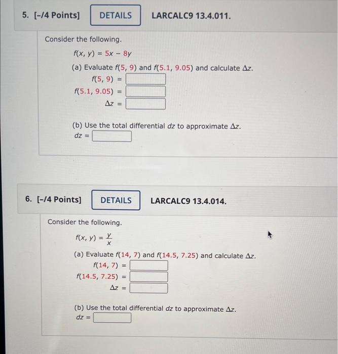 Solved Consider the following. f(x,y)=5x−8y (a) Evaluate | Chegg.com