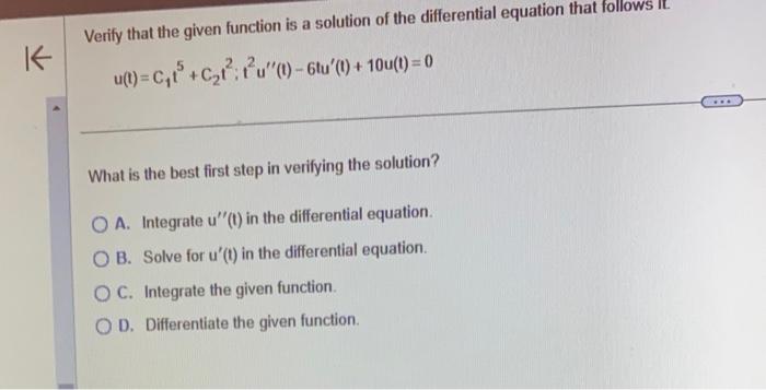 Solved Verify that the given function is a solution of the | Chegg.com