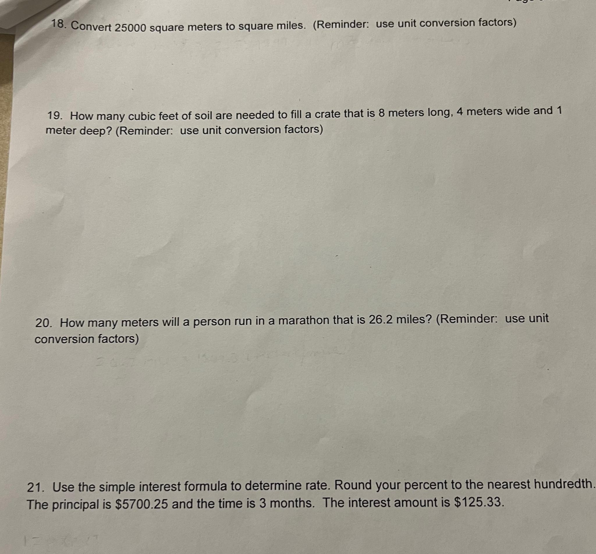 Solved Convert 25000 ﻿square meters to square miles. | Chegg.com