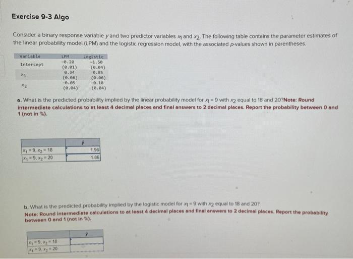 Solved Consider a binary response variable y and two | Chegg.com