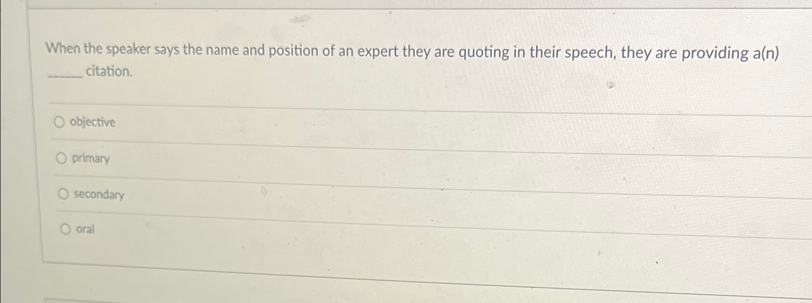 Solved When the speaker says the name and position of an | Chegg.com